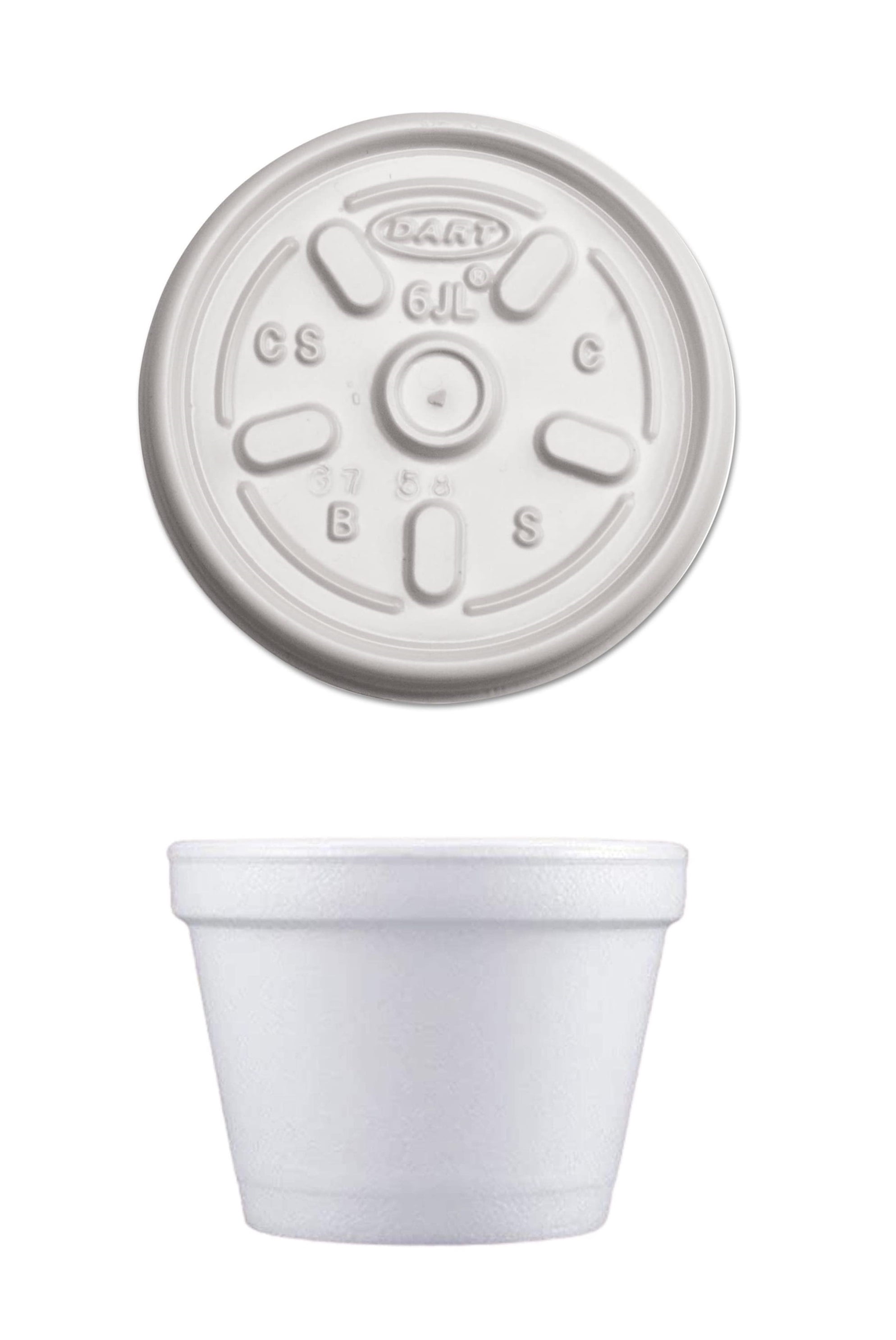 Dart 4J6 4oz Disposable White Foam Cup with 6JL Lid for Hot/Cold Foods ...