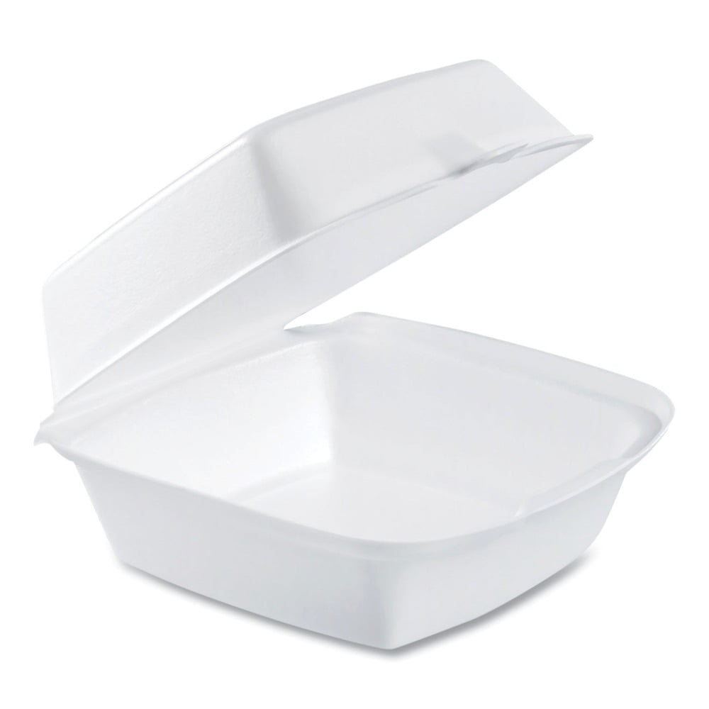 5-7/8 in. x 6 in. x 3 in. Hinged Lid Foam Containers - White (500 ...