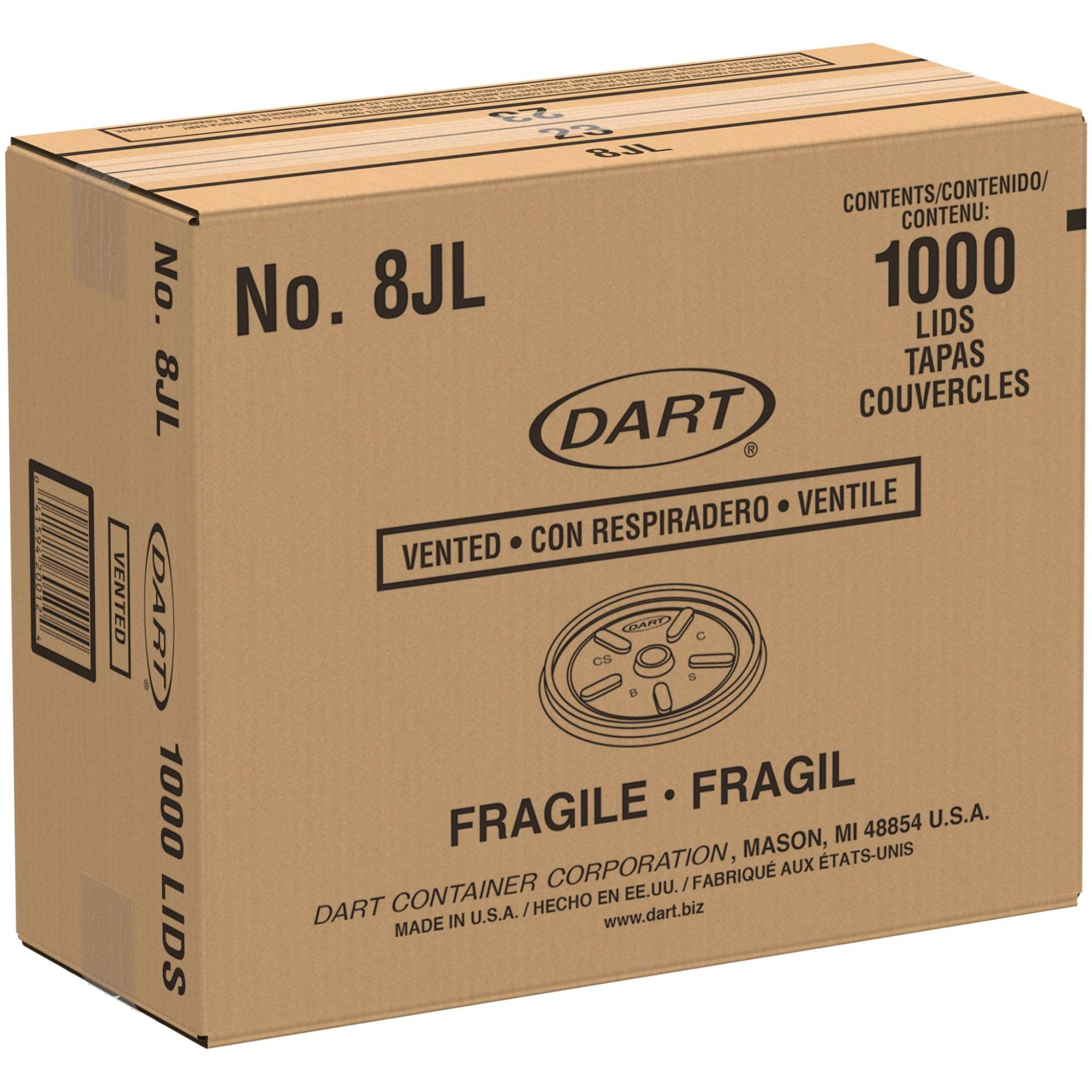 Dart 8JL White Vented Flat Lid for 8 oz Foam Cups, Polystyrene Snap-On Drink Lid with Steam Vent ...