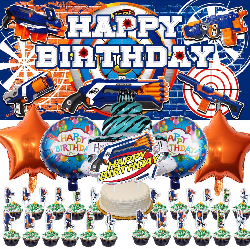 Dart Battle War Nerf Party Supplies Decorations Birthday Cake Topper ...