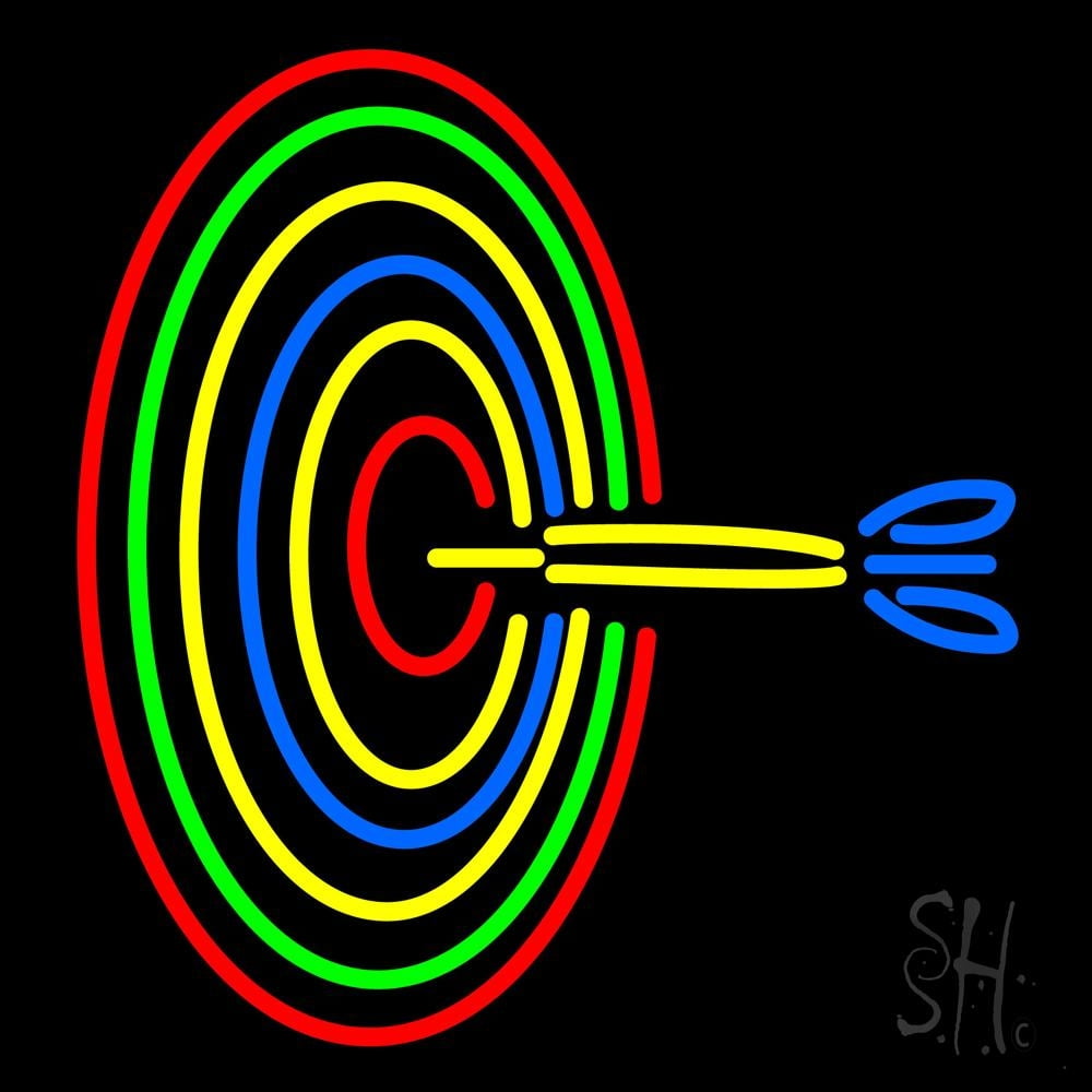 Dart Board Bar LED Neon Sign 16 x 16 - inches, Clear Edge Cut Acrylic ...