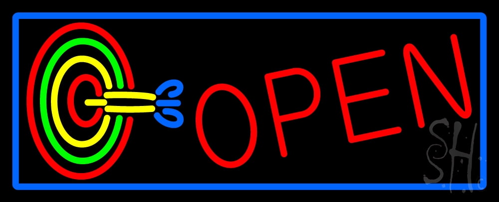 Dart Board Open With Blue Border LED Neon Sign 13 x 32 - inches, Clear ...
