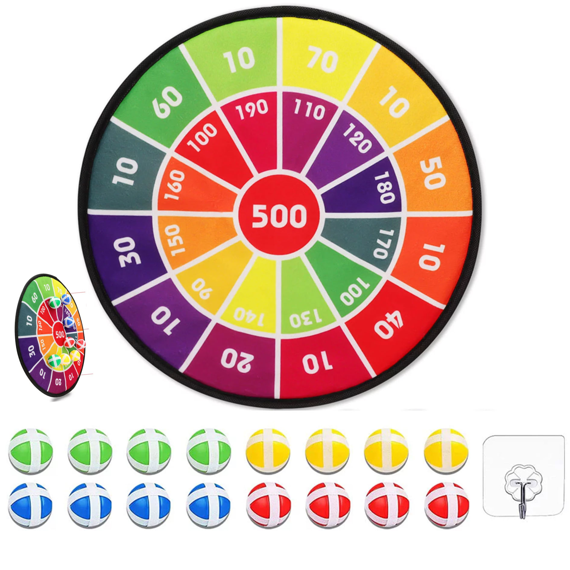 Dart Board for Kid, Dart Board Game Set with 16 Sticky Balls & 1 Hooks ...