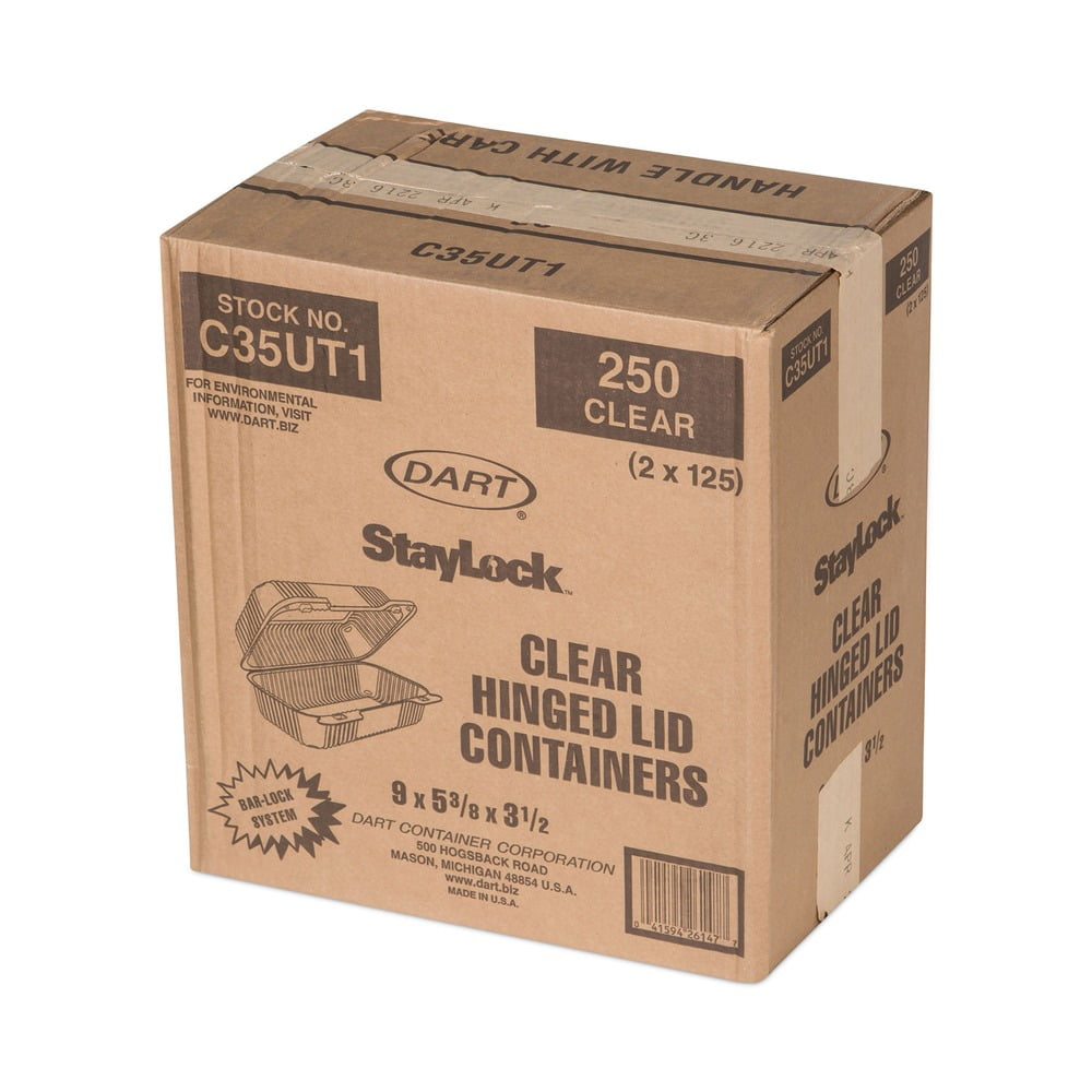 Dart C35UT1 StayLock 5.4 in. x 9 in. x 3.5 in. Hinged Lid Containers ...