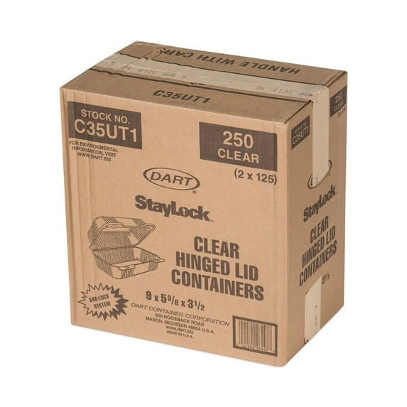 Dart C35UT1 StayLock 5.4 in. x 9 in. x 3.5 in. Hinged Lid Containers ...