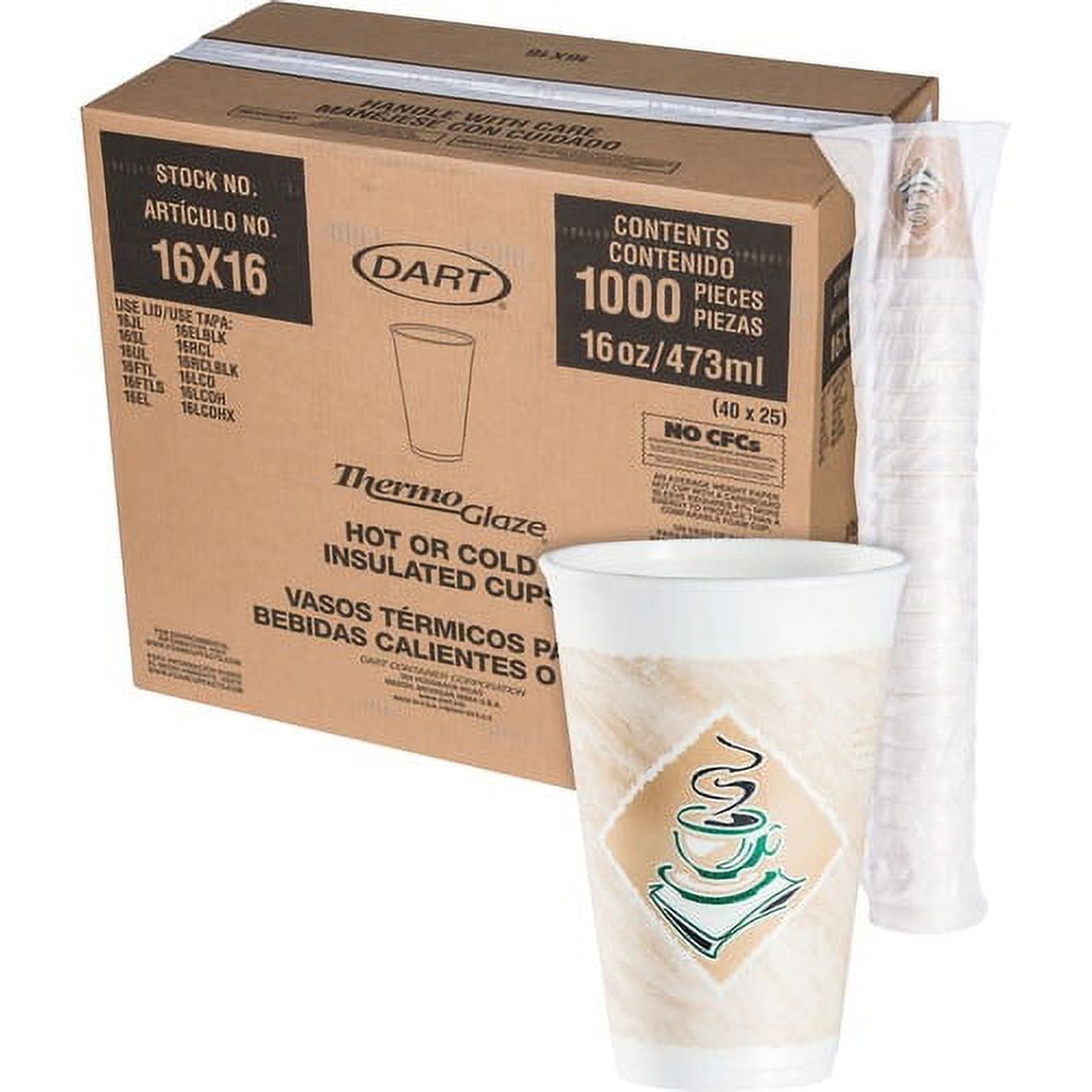 Dart Cafe G Design Foam Cups - 25 / Pack - 16 fl oz - 40 / Carton - White - Foam - Cold Drink ...