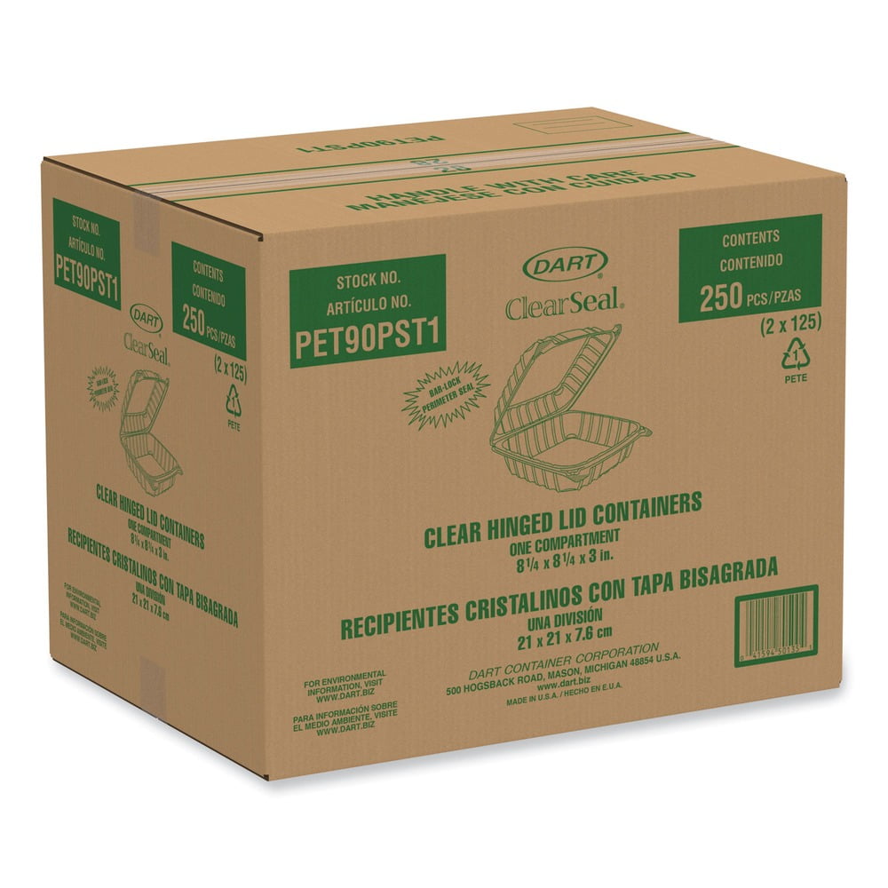 Dart ClearSeal Hindged 8 x 8 x 3 Container, PET | 250 per case ...