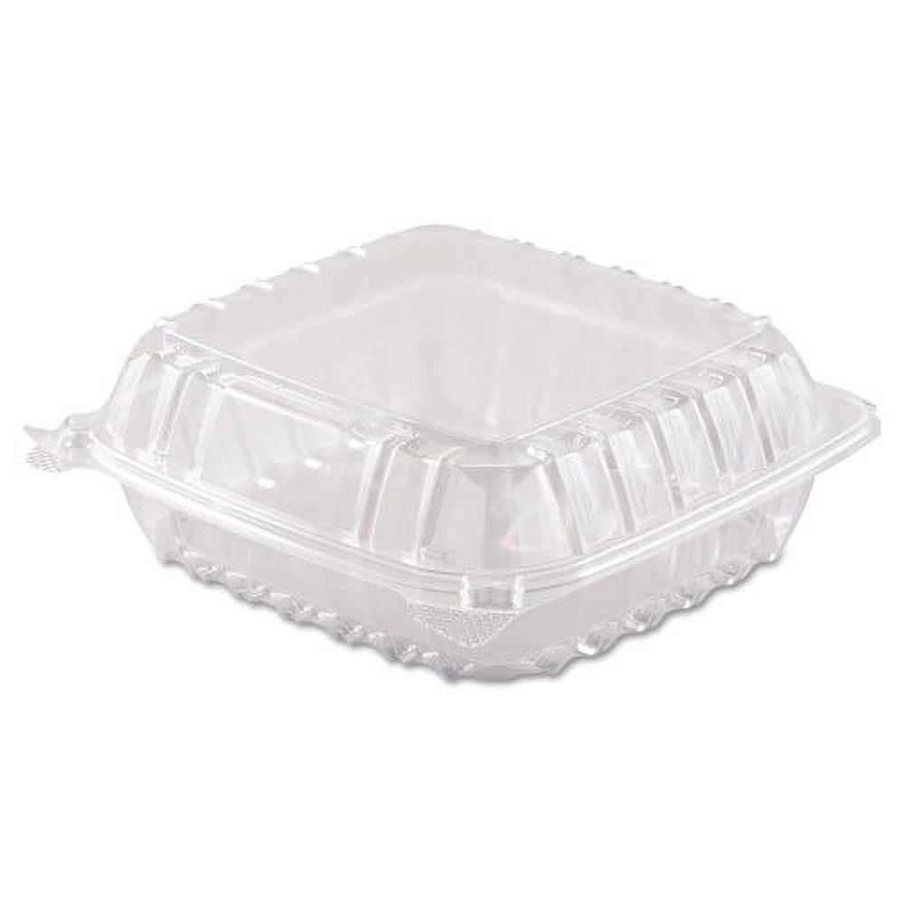 Dart ClearSeal Hinged-Lid Plastic Containers, 8.3 x 8.3 x 3, Clear ...