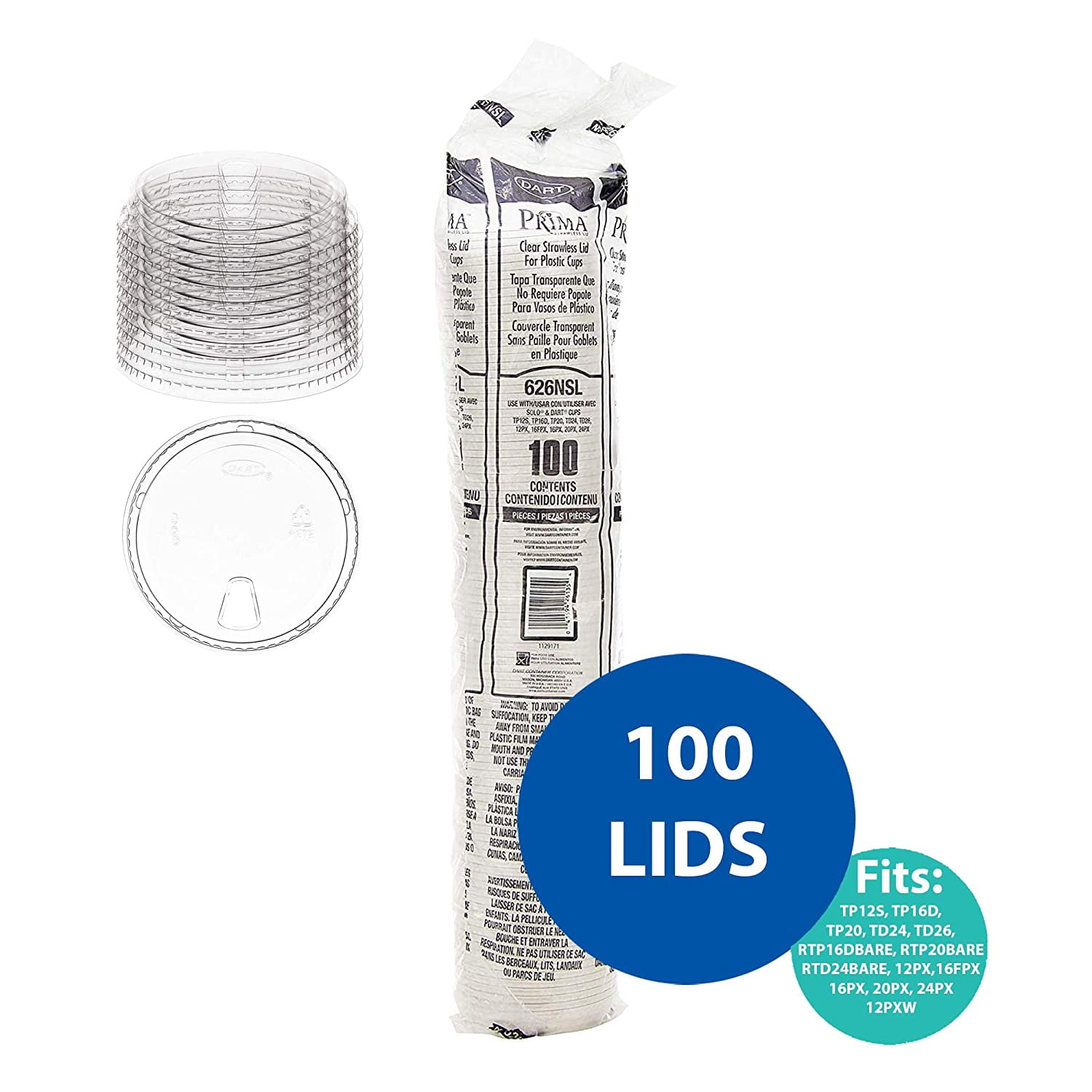 Prima Strawless Plastic Lids, Fits 12 Oz To 26 Oz Cups, Clear, 1,000 ...
