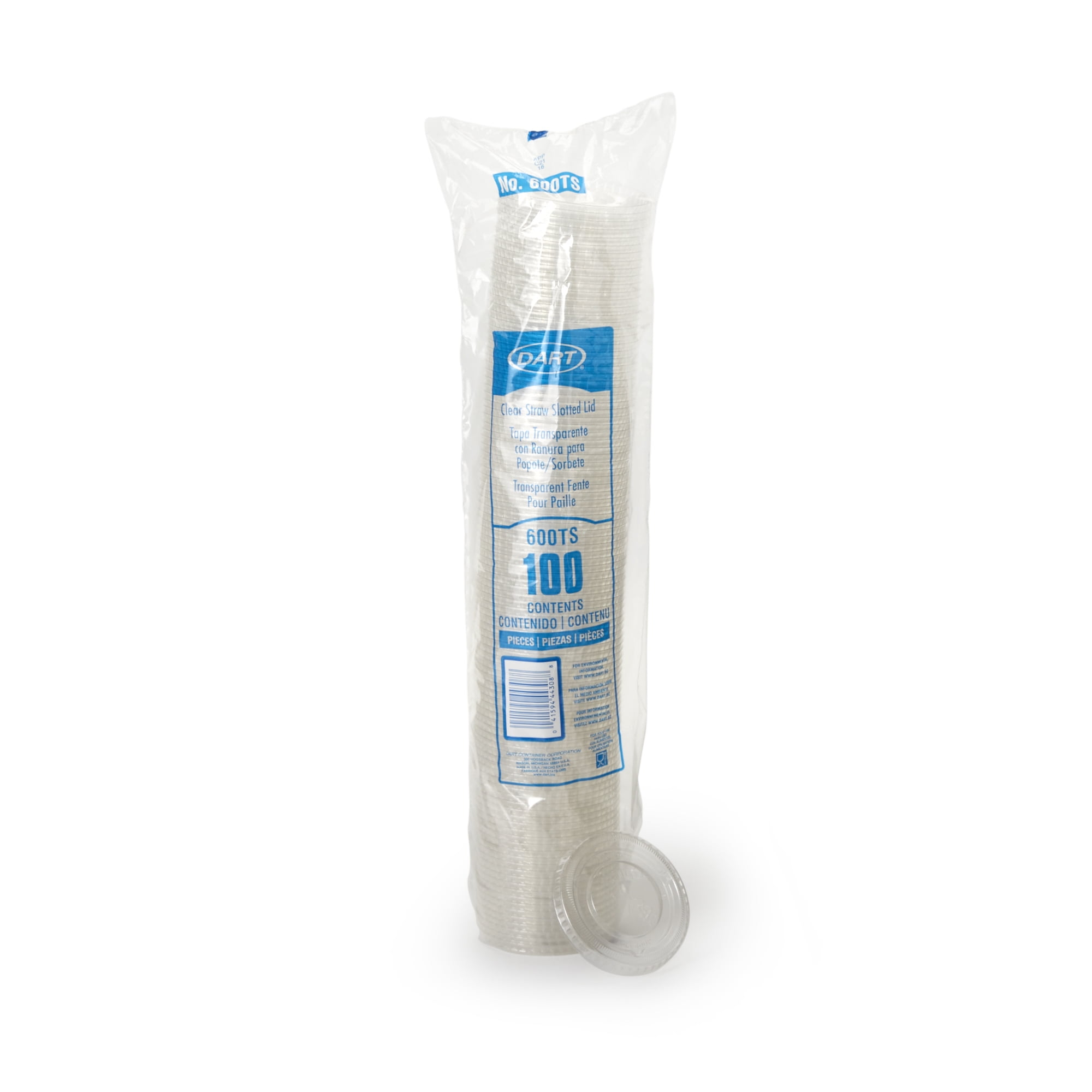 Dart Disposable Drinking Cup Lid Clear Plastic 100 Ct 600TS - Walmart.com