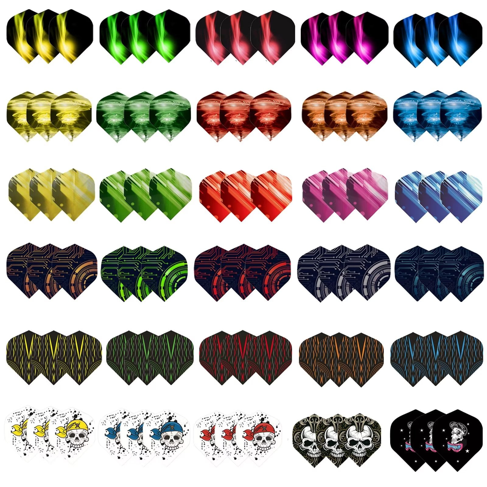 Dart Flights, 6 Styles 30 Sets 90 Pieces, PET Standard Accessories for ...