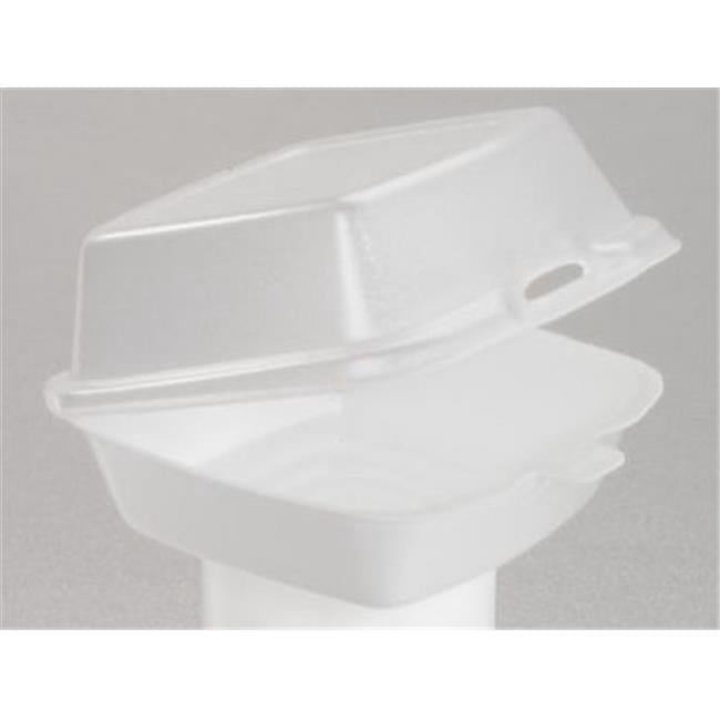 Dart Foam Hinged Lid Carryout Container - White - 6in. Large Sandwich ...