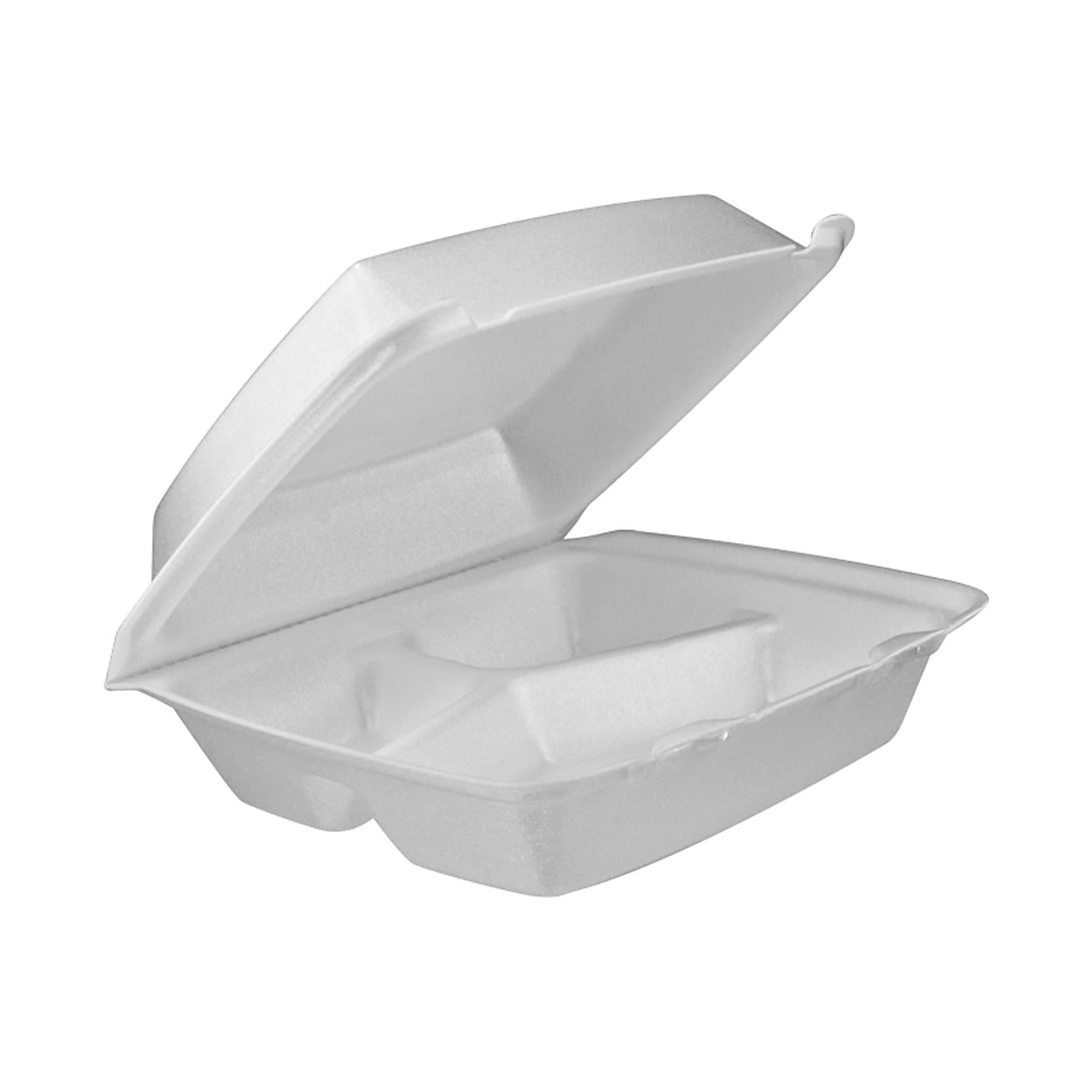 Dart Foam Hinged Lid Containers, 3-Compartment, 8.38 x 7.78 x 3.25, 200 ...