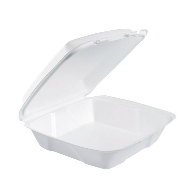 Dart Foam Hinged Lid Food Containers, 9x9x3, Insulated, White, 200/Carton - Walmart.com