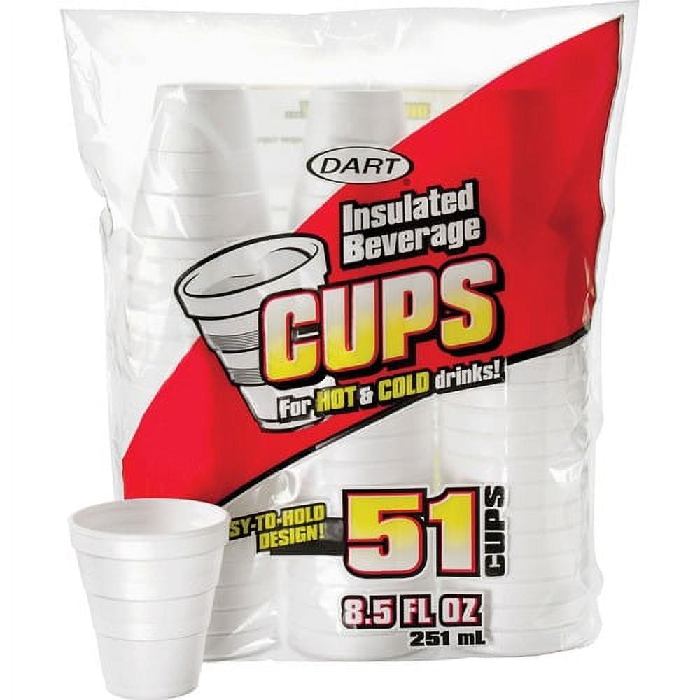 Dart Insulated Beverage Cups - 8.50 fl oz - 51 / Pack - White - Foam ...