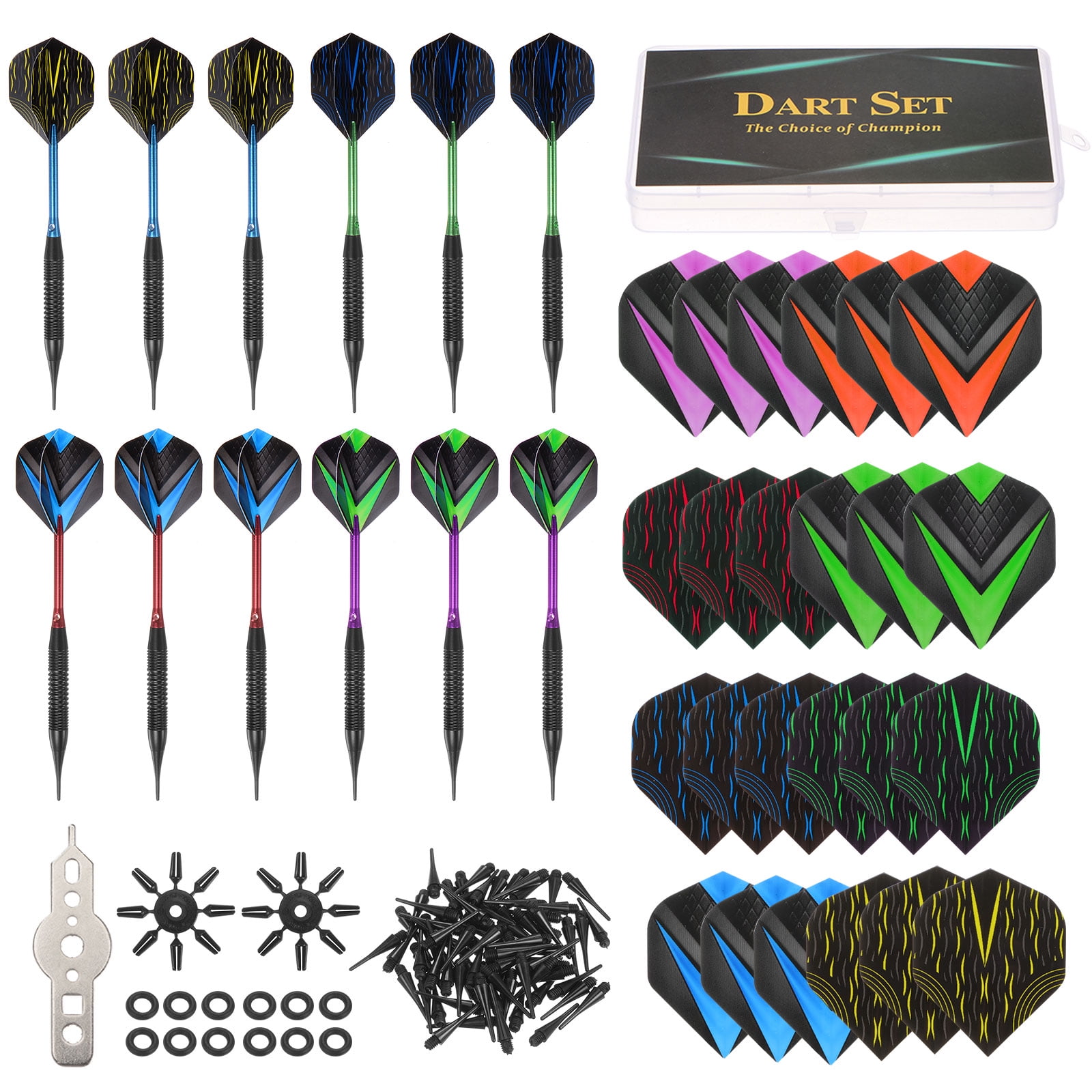 Dart Plastic Tip Set, 12Pcs 18Gram with Soft Dart Tip 100 Extra Tips 24 ...