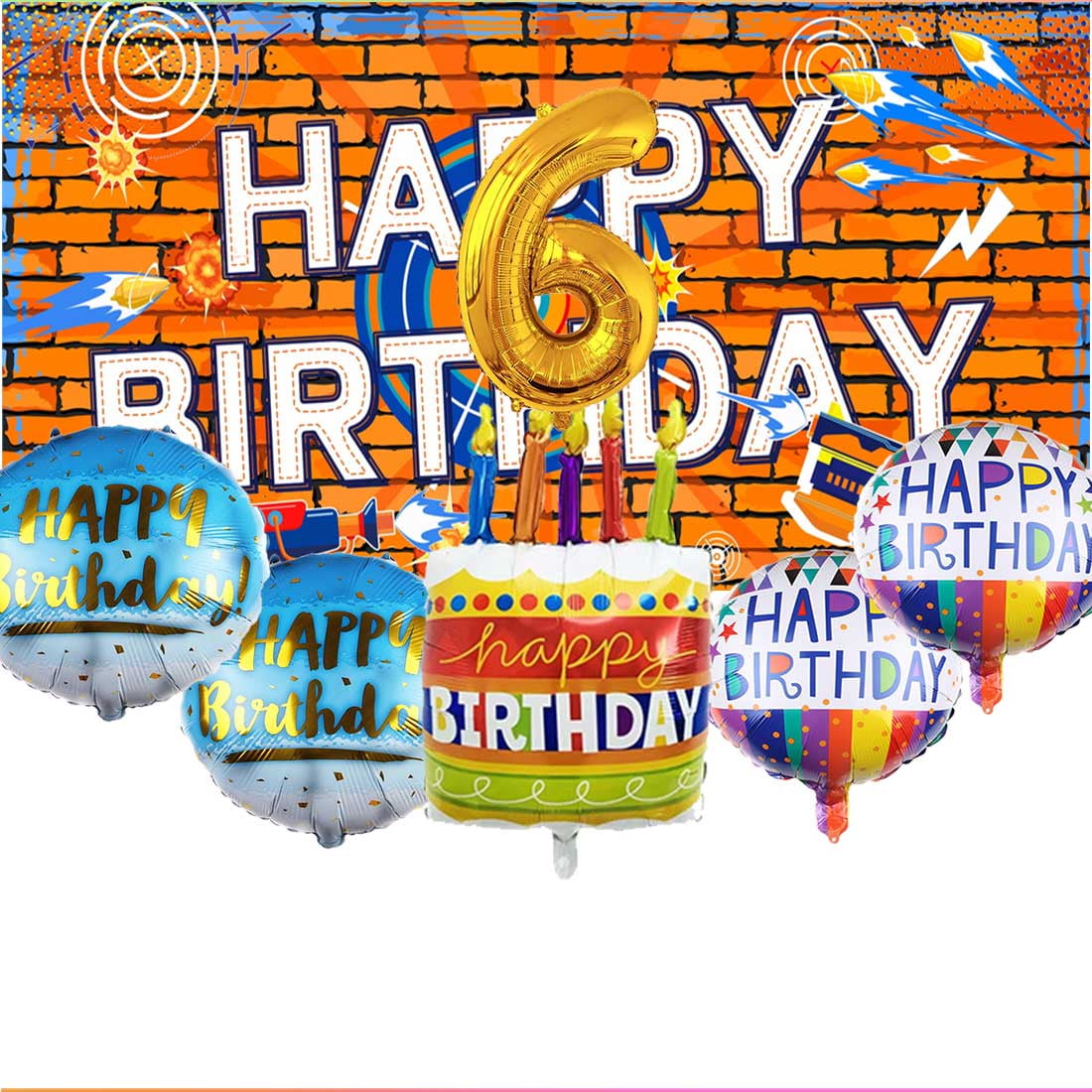 Dart War Party Supplies Decor 6th Kit Balloons Birthday Cake Topper ...