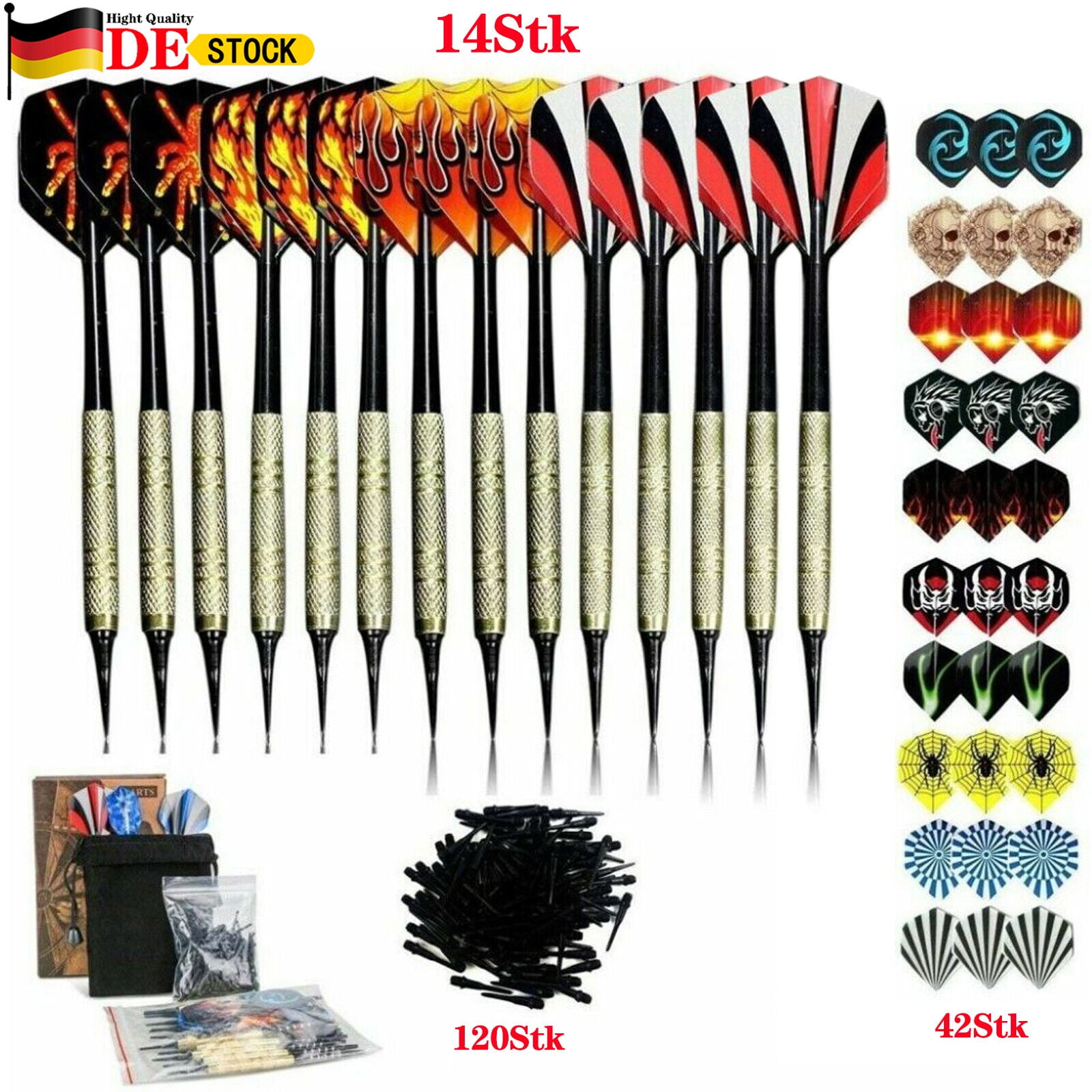 Dart set 14 soft darts with 42 flight 120 plastic dart tips DE ...