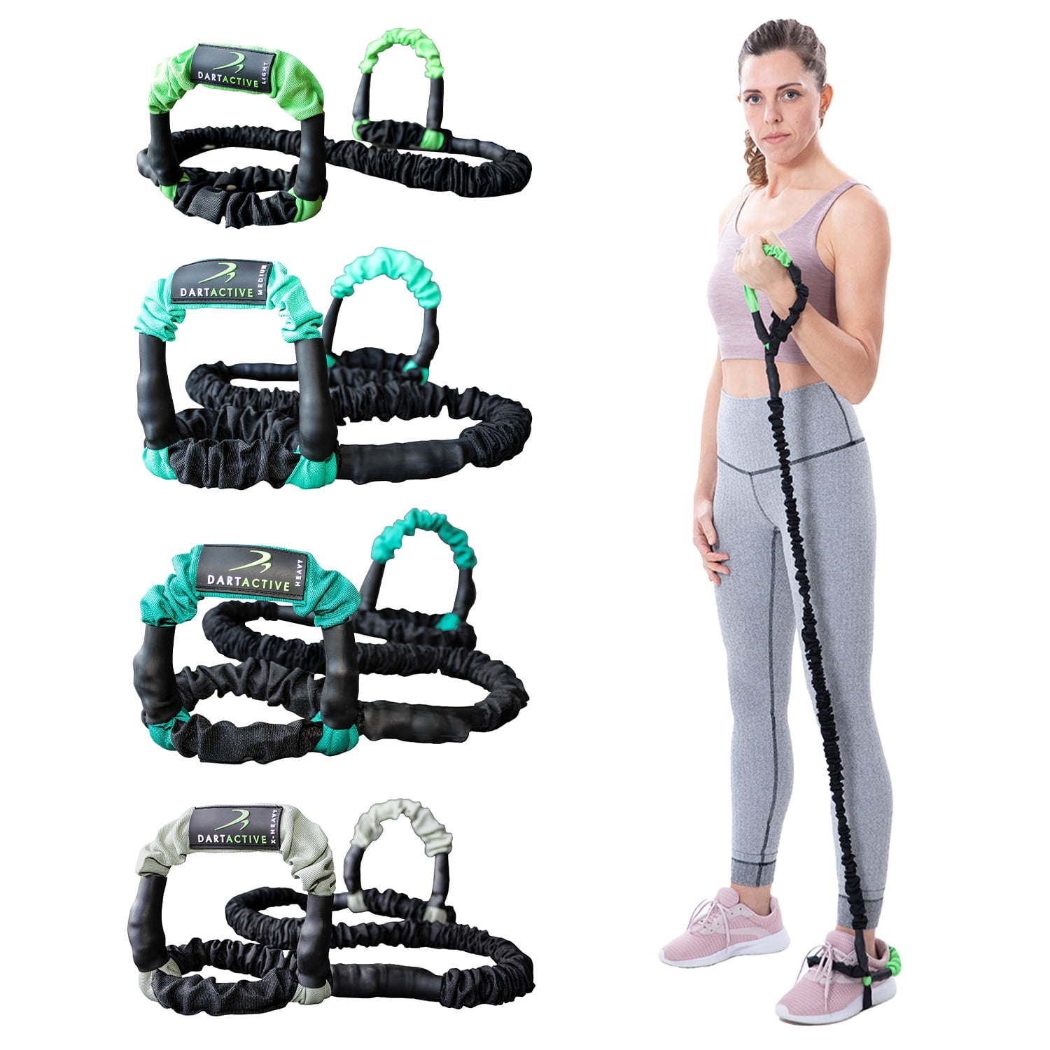 DartBand Premium Resistance Bands with Handles, Door Anchor, and ...
