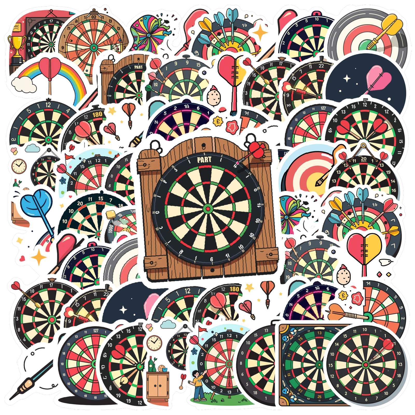 Dartboard Stickers Darts Stationery Stickers Bullseye Kids Stickers Toy ...