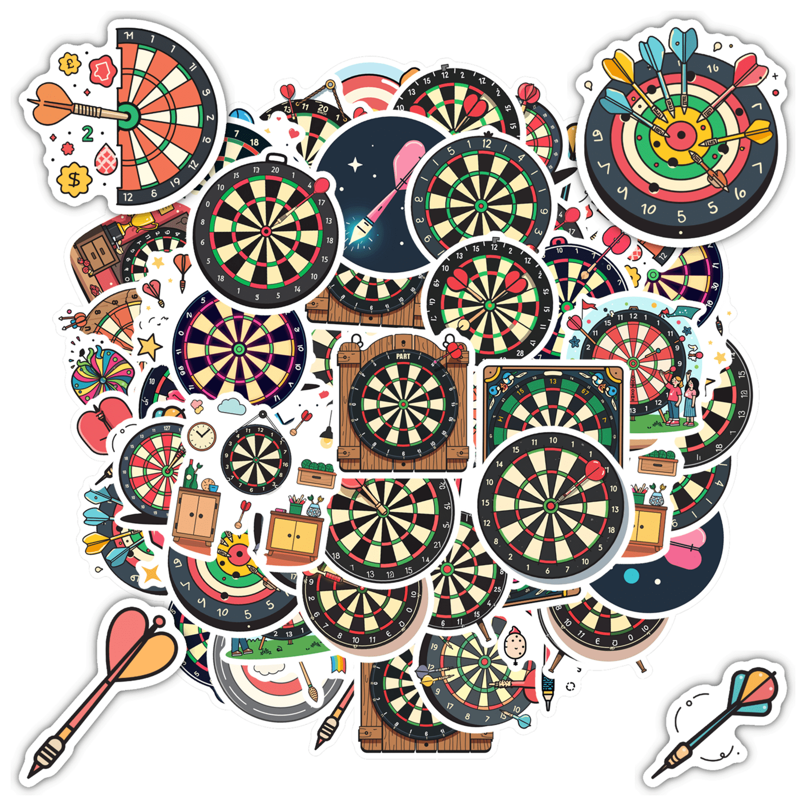 Dartboard Stickers Darts Stationery Stickers Bullseye Kids Stickers Toy ...
