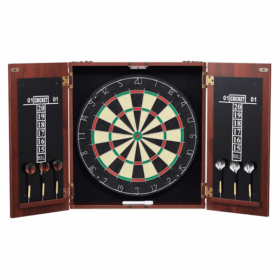 Dartboard and Cabinet Set - Official Size Steel Tip Darts - Complete ...