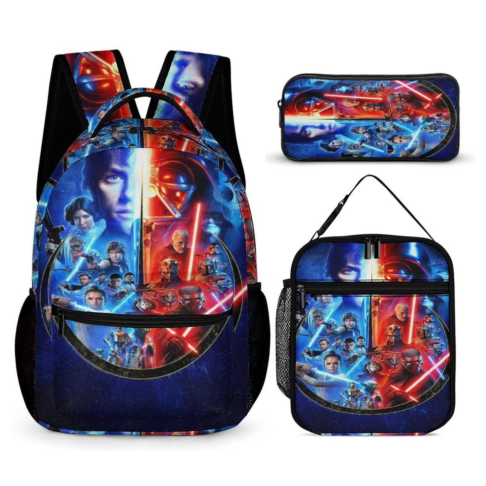Darth Vader (4) 3 Piece Backpack Set Anime Casual Daypack with Lunch ...
