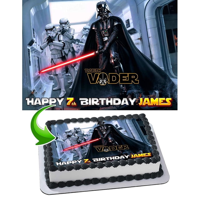 Darth Vader - Edible Cake Topper - 11.7 x 17.5 Inches 1/2 Sheet ...