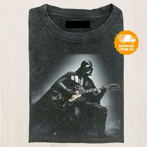 Darth Vader Guitar Shirt, Rock Star Sci Fi Graphic Tee, Vintage Music ...