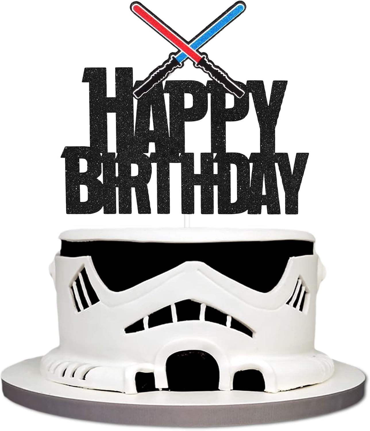 Darth Vader Happy TWE5 Birthday Cake Topper - Black Glitter Alien War ...