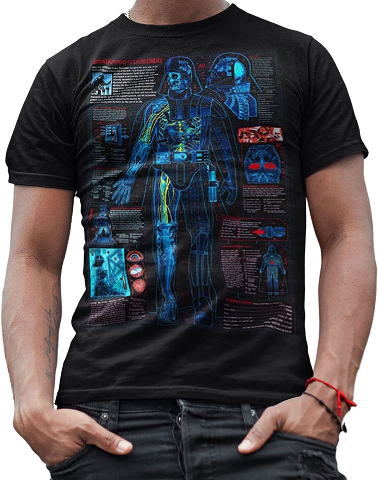 Darth Vader Schematic Blueprint Lightsaber Adult Mens Graphic Tee T ...
