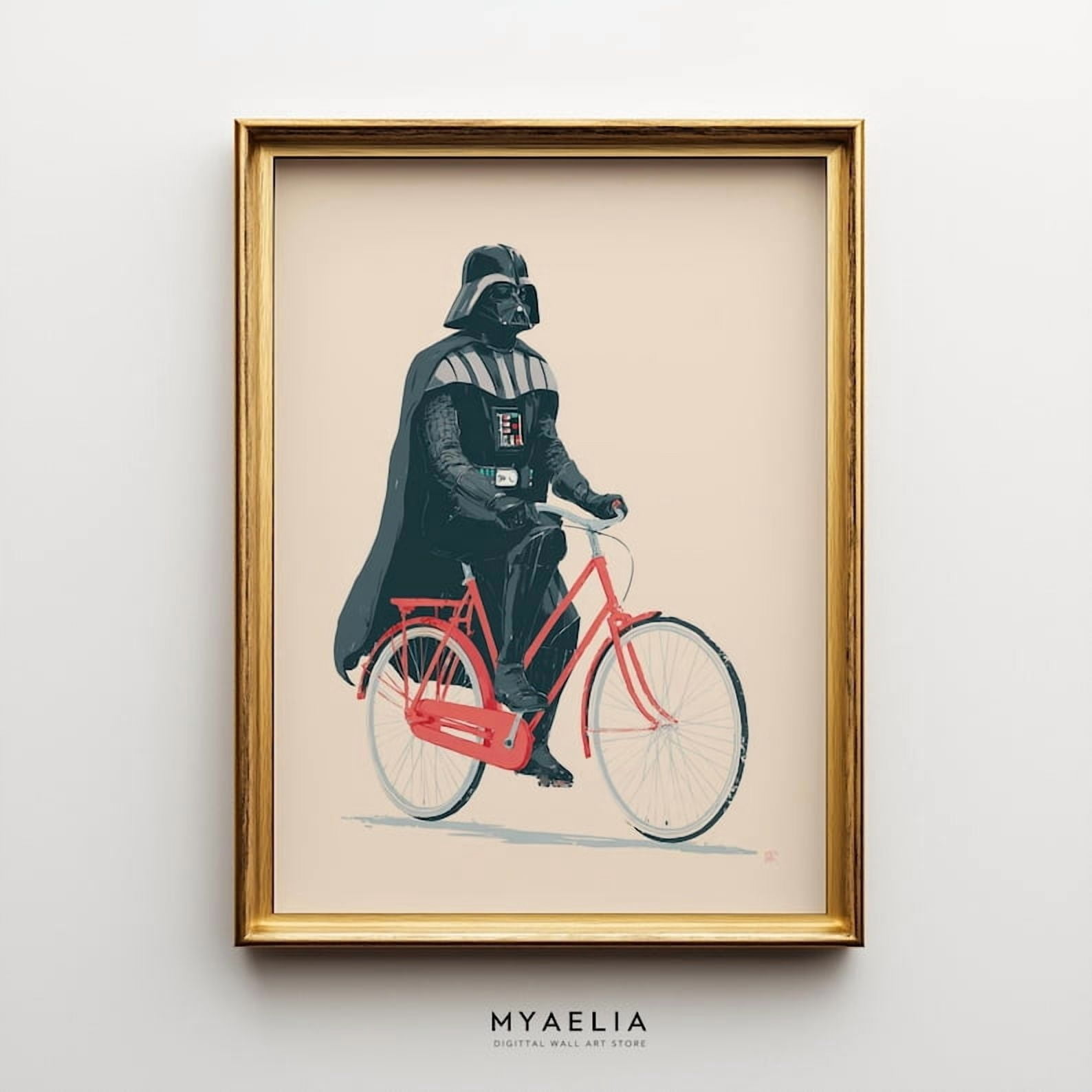 Darth Vader on Bicycle Funny Minimalist Star Wars poster Wall Art Decor ...