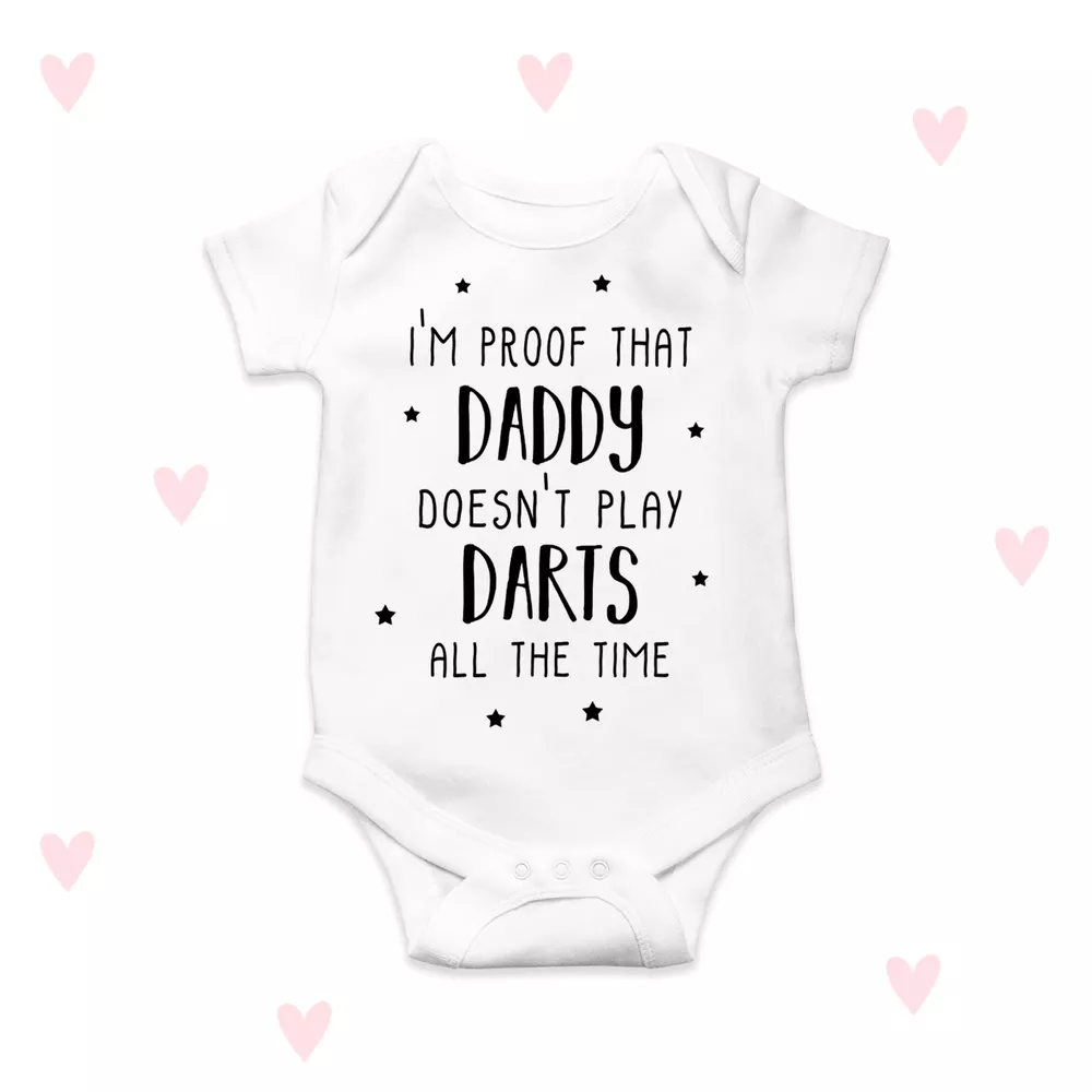Darts Daddy Baby Grow Funny Baby Announcement Shower Girls Boys Newborn ...