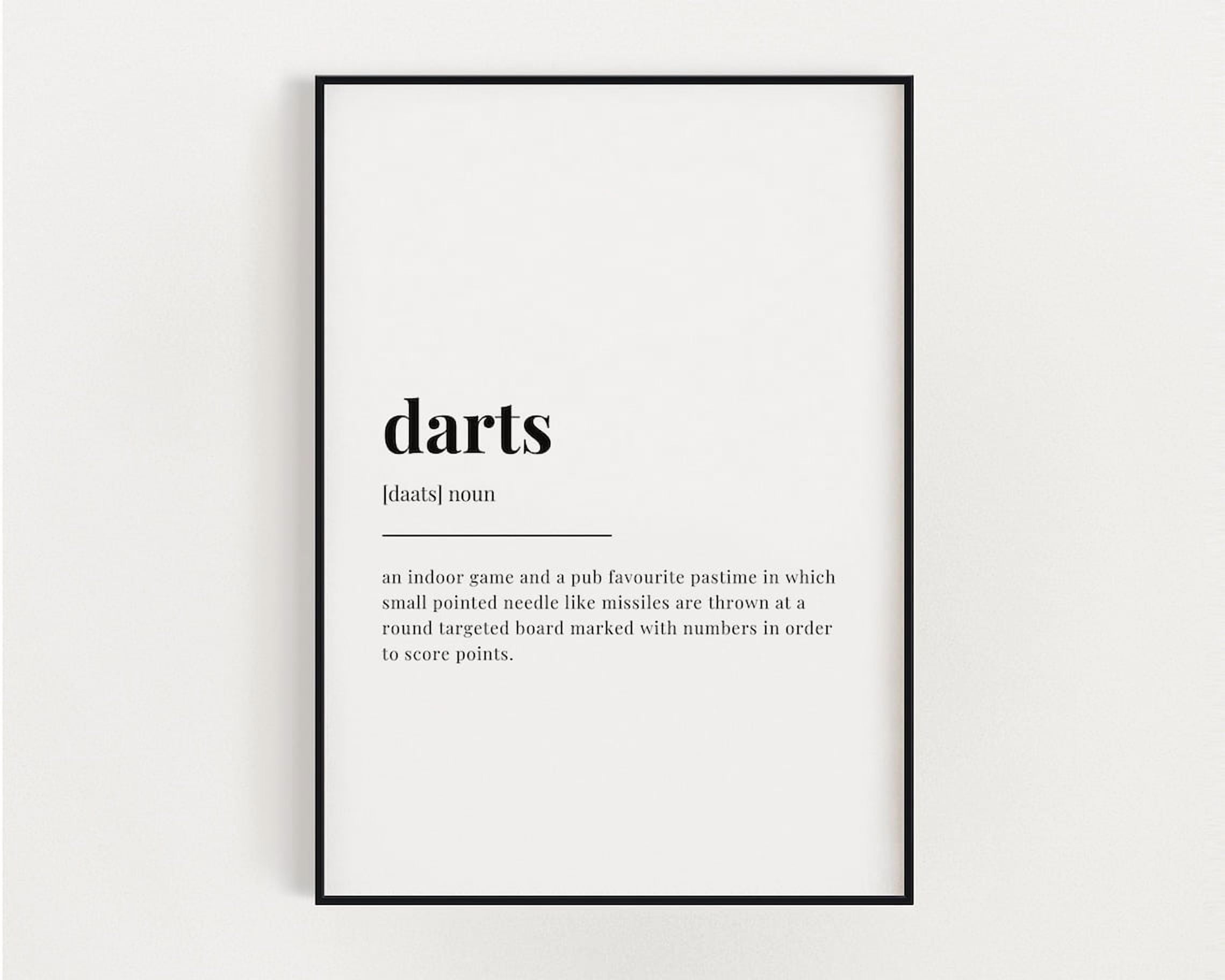 Darts Definition Print, Prints, Wall Art Quotes, Wall Art, Sports Gifts ...