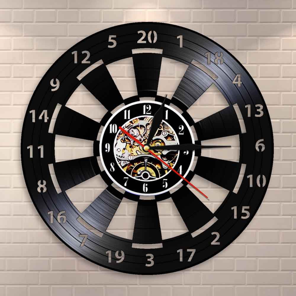 Darts Game Dart Board Wall Clock Mancave Game Room Bar Pub Wall Decor ...