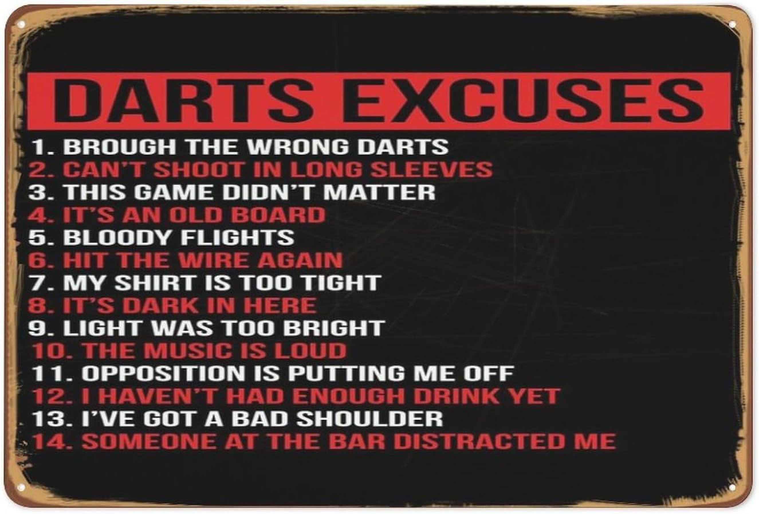 Darts excuses for friends Music Poster Retro Metal tin Sign Christmas ...