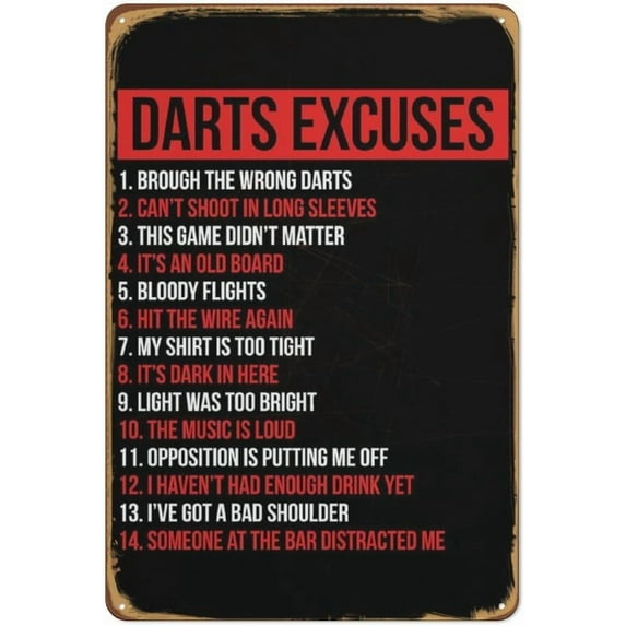 Darts excuses for friends Music Poster Retro Metal tin Sign Christmas ...