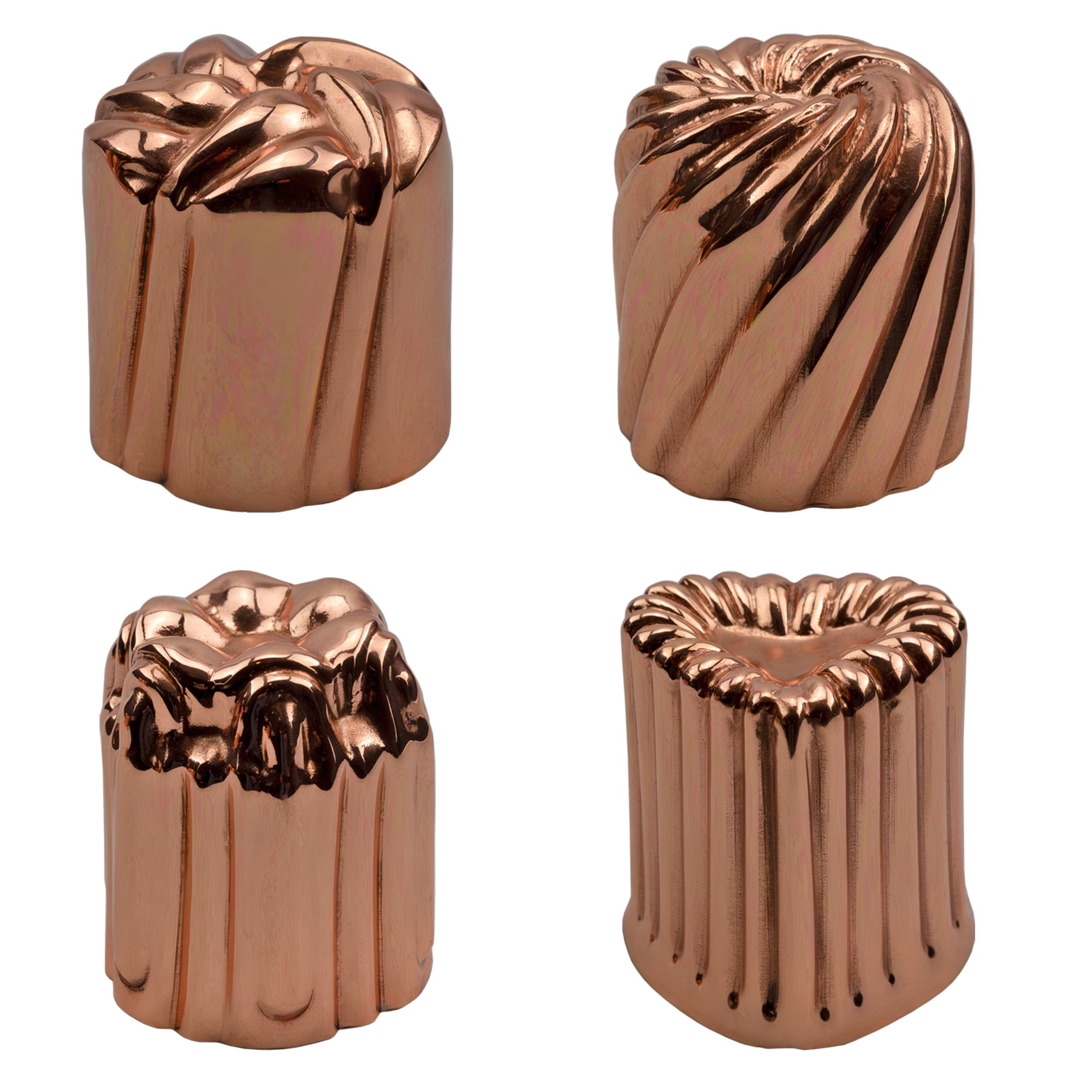 Darware Copper Canelé Pastry Molds (Set of 4 Shapes); 2-Inch Bordeaux ...