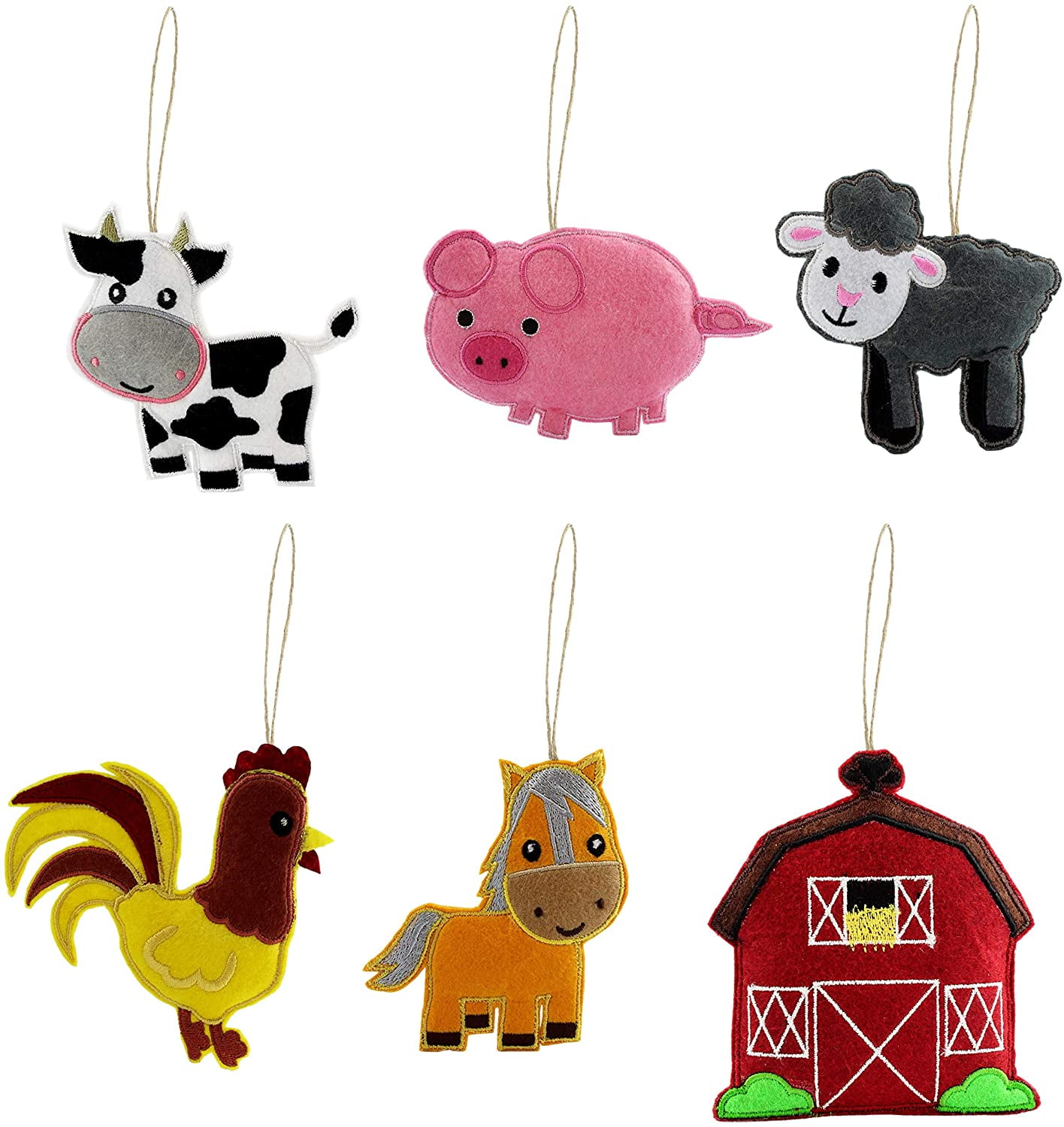 Darware Farm Animal Decorations Set (6-Piece Set); Plush Craft and ...