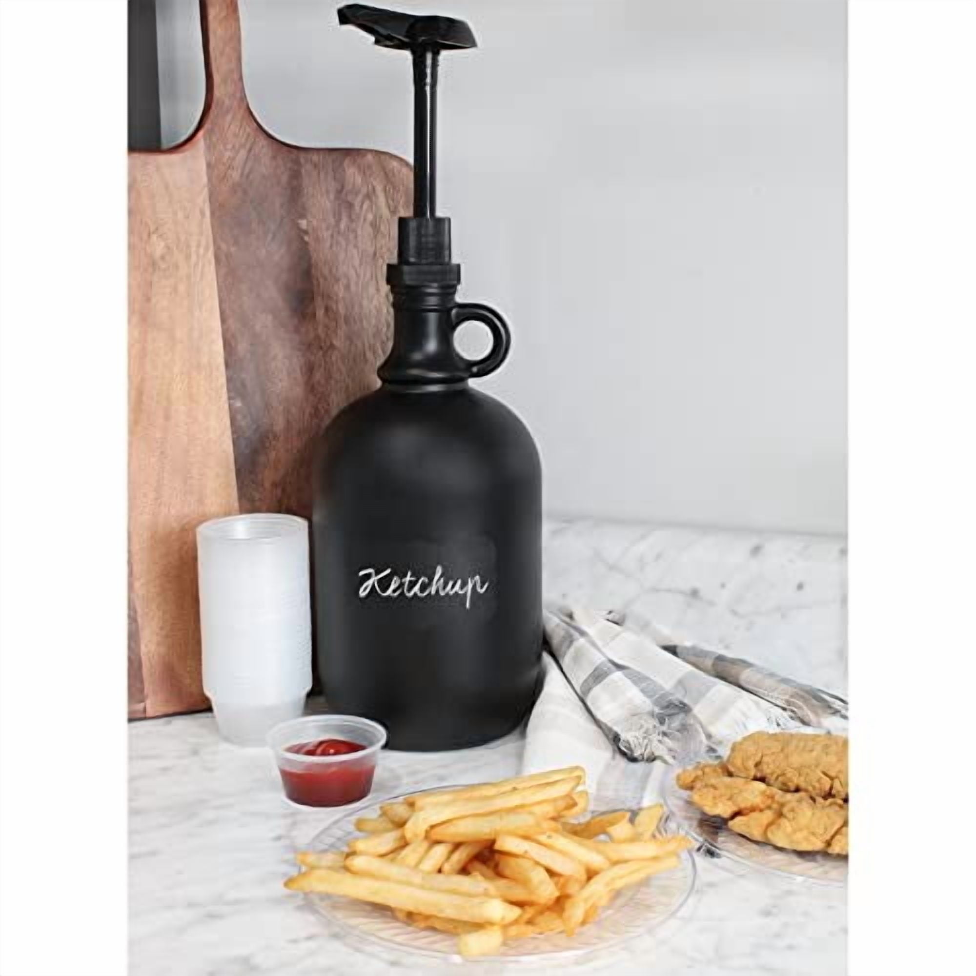Darware Half Gallon Glass Pump Dispenser Bottle (Black), 64-Ounce Jug ...
