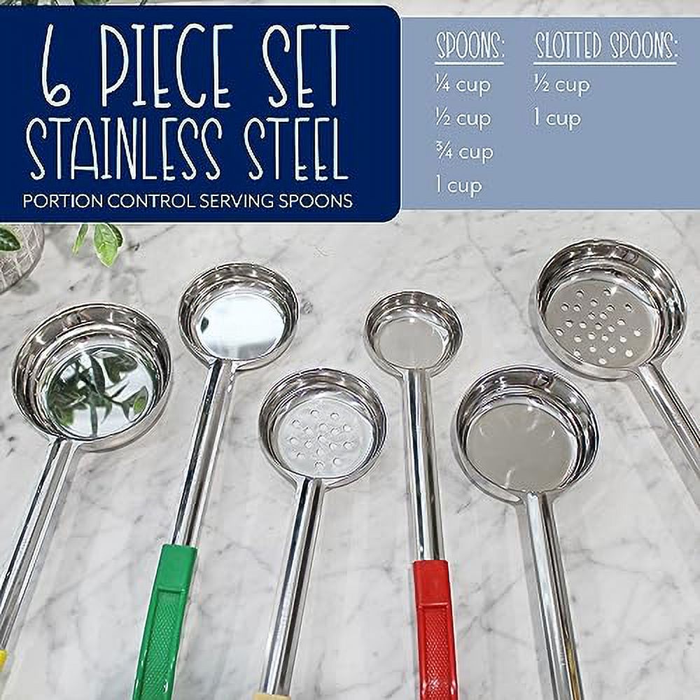 Darware Portion Control Serving Spoons (6-Piece Ladle Set); w 1/4 Cup ...