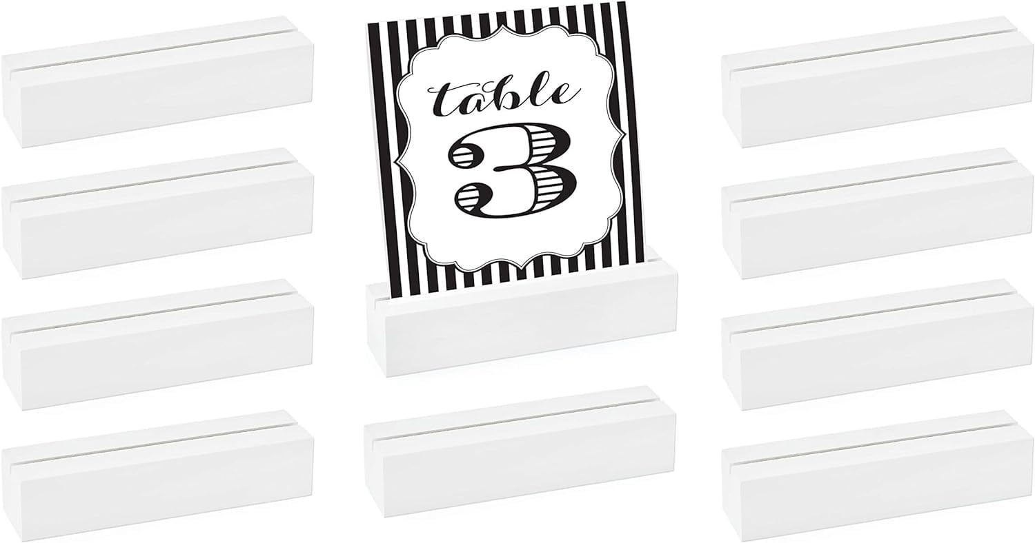 Darware Wooden Sign Holders (10-Pack, White); Stands for Cardstock ...