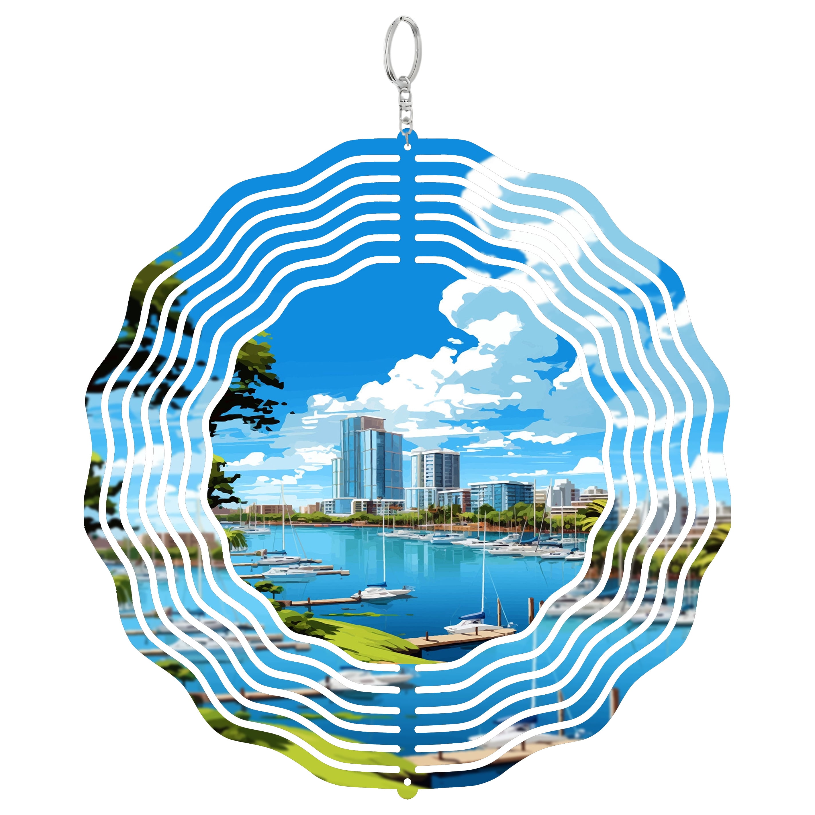 Darwin Australia Cityscape 3D Wind Spinner Stainless Steel Kinetic Art ...