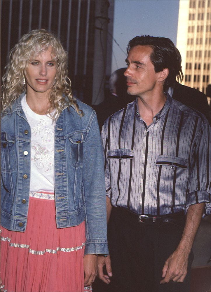 Daryl Hannah In Pink Skirt And Denim Jacket With Jackson Browne In ...