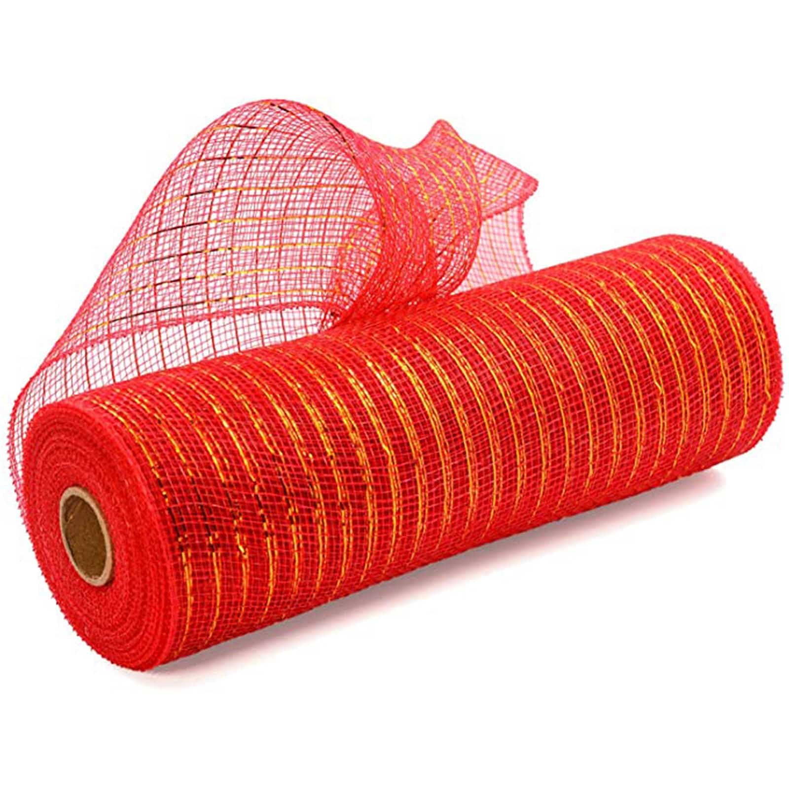 Darzheoy 10 Inch x 30 Feet Deco Poly Mesh Ribbon, Metallic Foil Poly ...