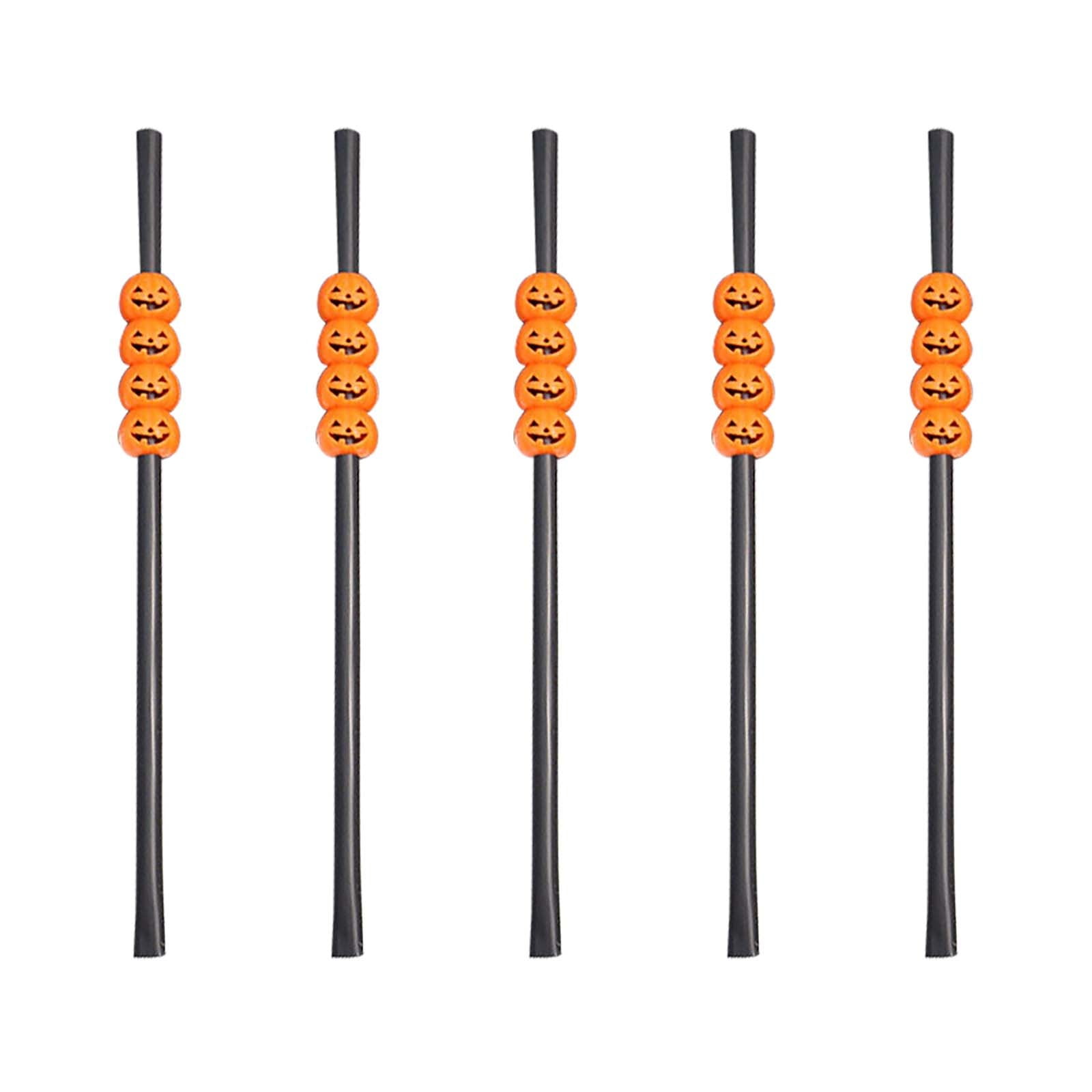 Darzheoy 10 Pcs Halloween Straws Reusable Plastic Straws Pumpkin ...