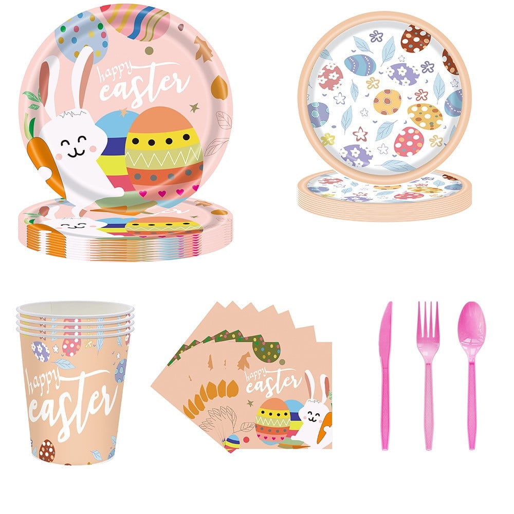 Darzheoy 168 Pack Easter Party Supplies Colorful Tableware Set Include ...