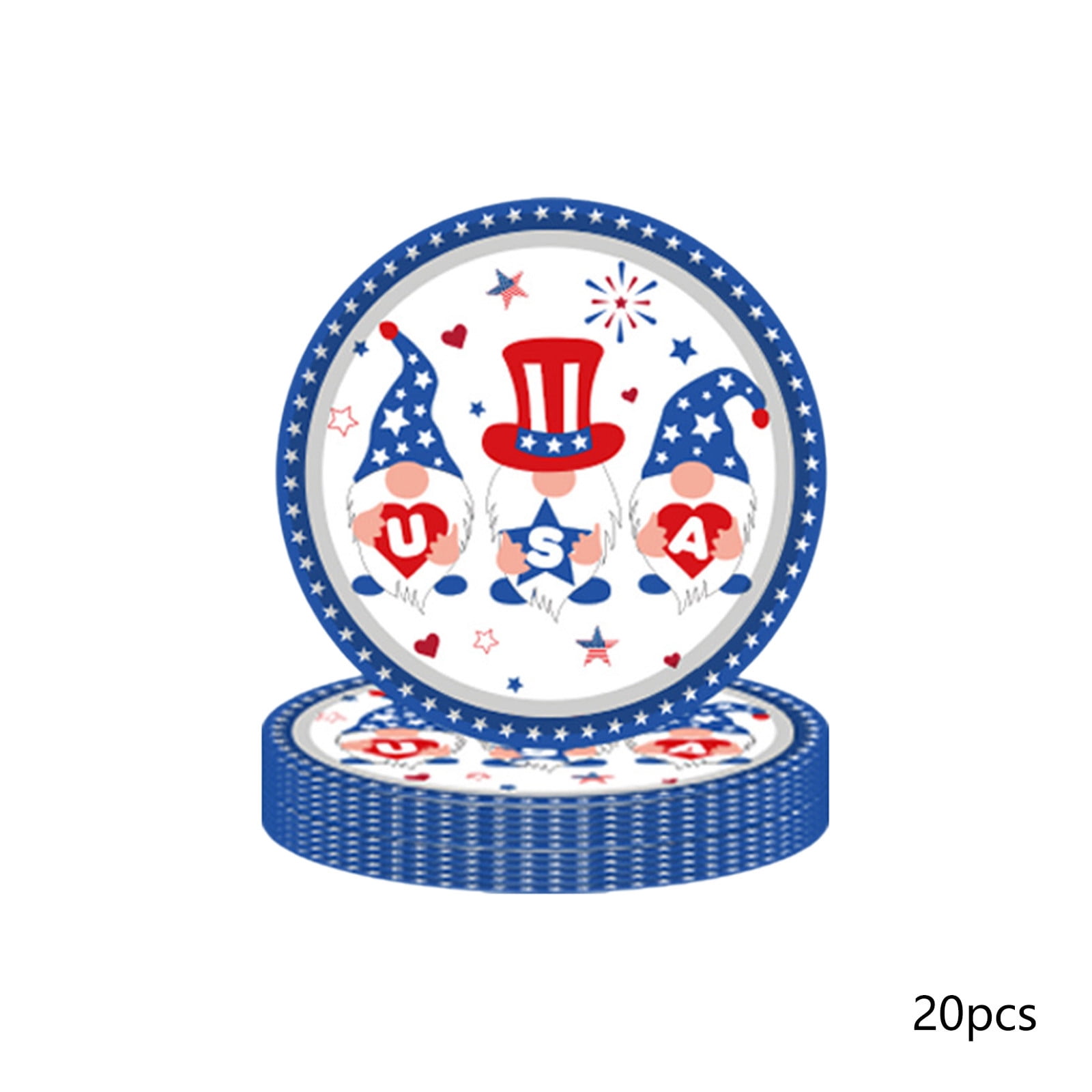 Darzheoy 20 Pack 4th of July Plates, Happy American Flag Patriotic ...
