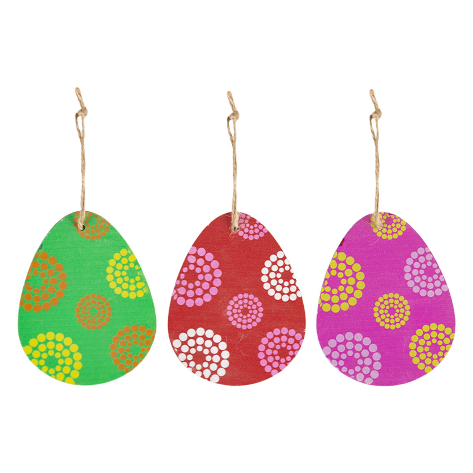 Darzheoy 3 PCS Easter Egg Cutouts Wooden Egg Ornaments Colorful Easter ...