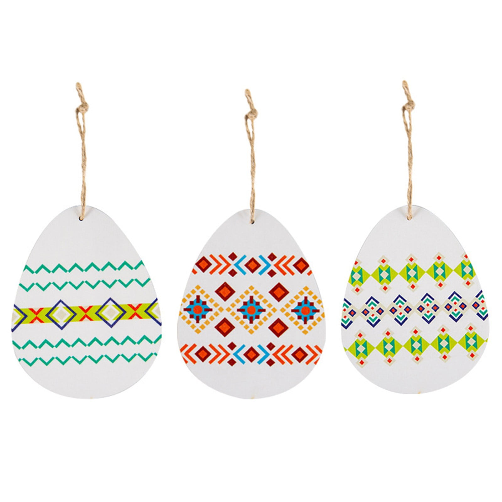 Darzheoy 3 PCS Easter Egg Cutouts Wooden Egg Ornaments Colorful Easter ...